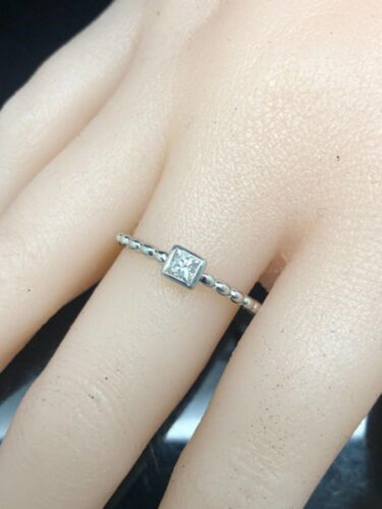 14K White Gold 0.25ct G-VS1 Princess Cut Cut Diamond Solitaire ...