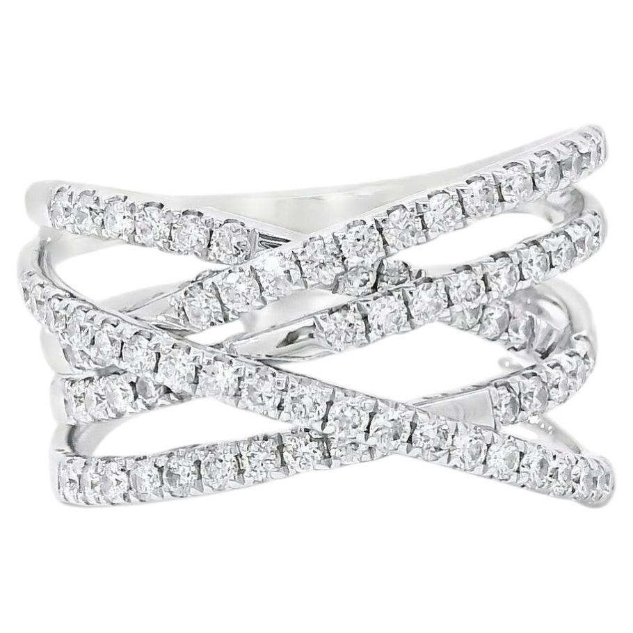 Diana M. 18K White Gold 3.00 Carat Diamond Criss-Cross Fashion Ring For ...