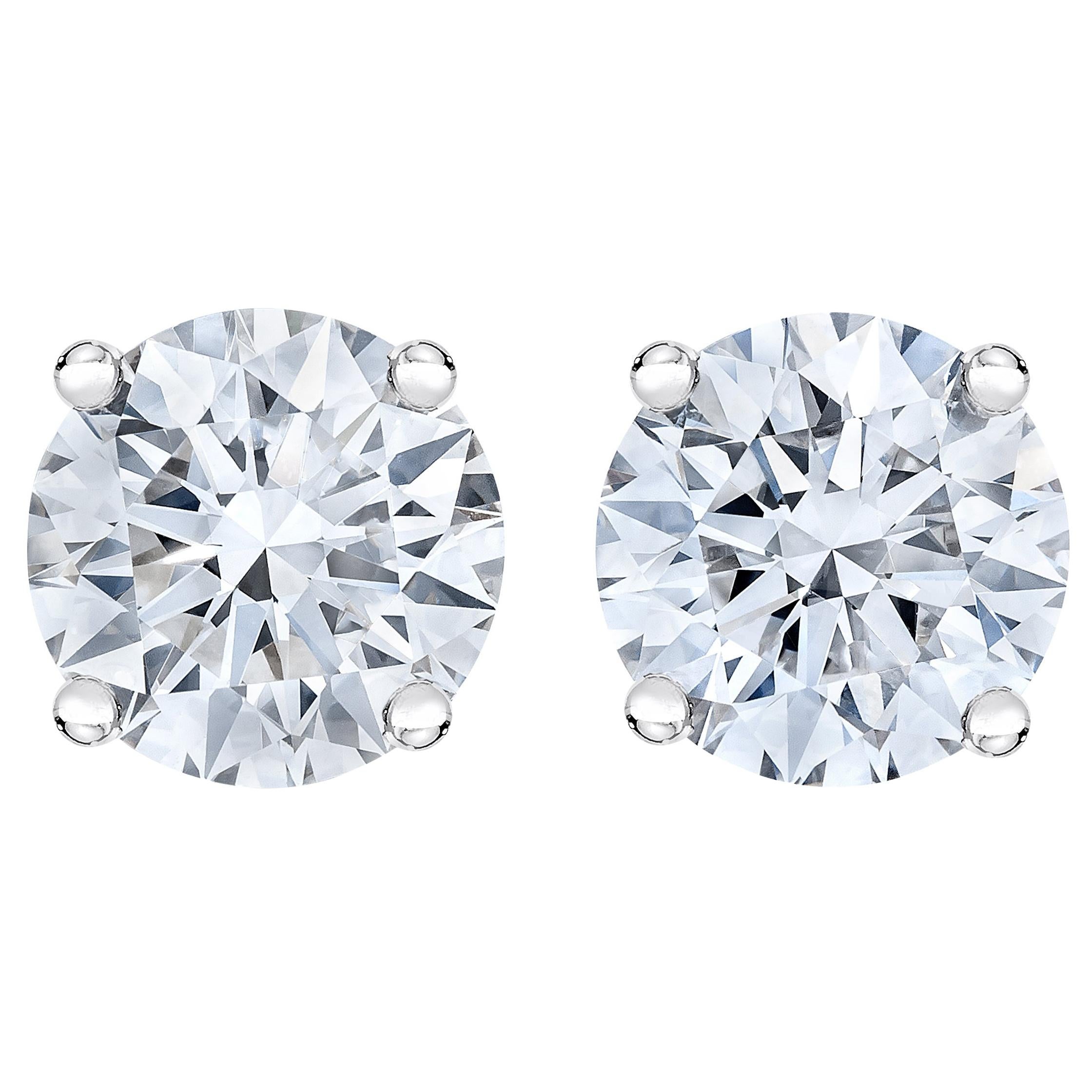 3.48 Carat Diamond Solitaire 14 Karat White Gold Pendant Stud Earrings ...