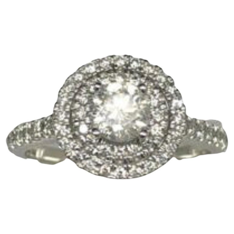 14K White Gold 1.00ctw Round Cut Halo Diamond Engagement Ring For Sale ...