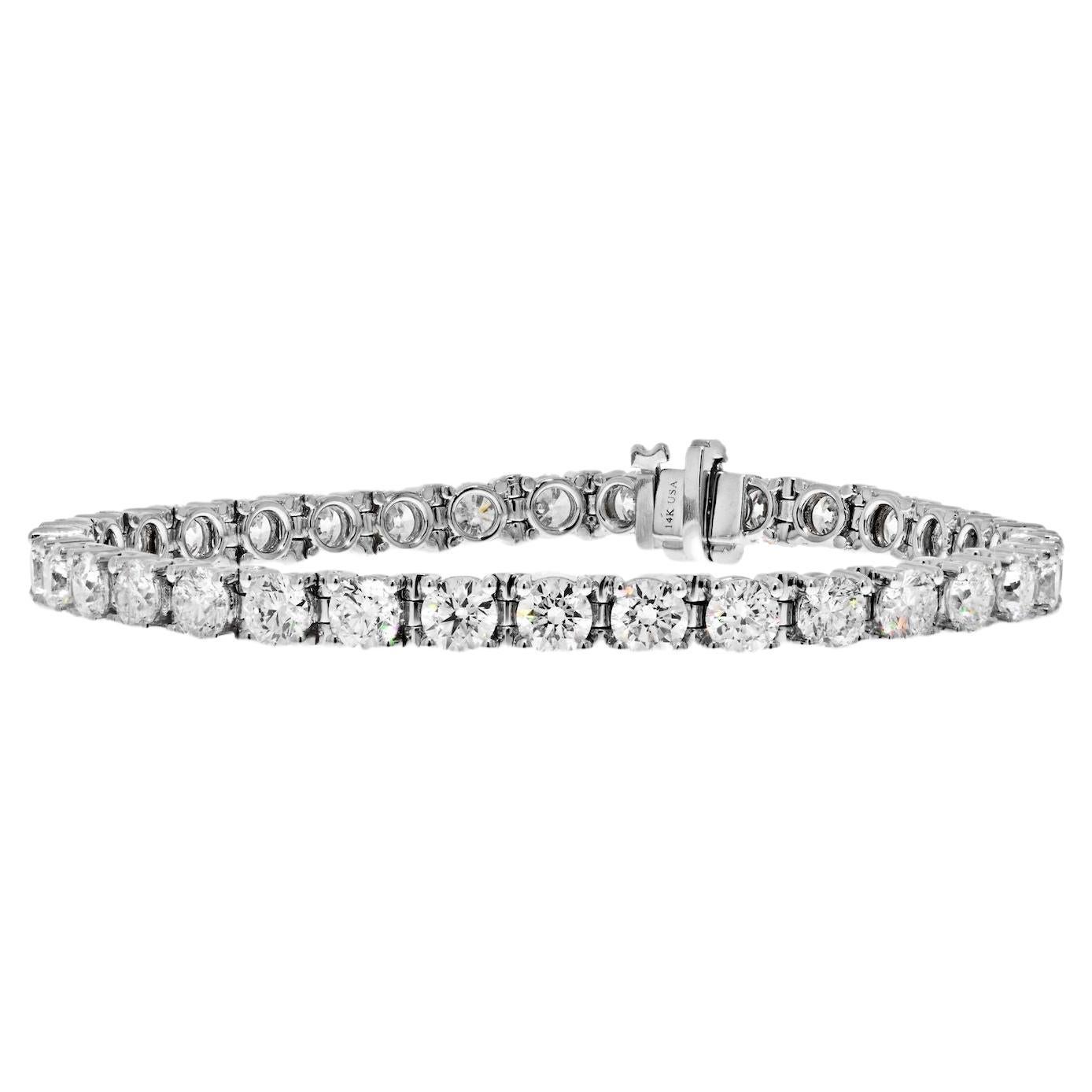 Contemporary 10 01 Carat Diamond White Gold Tennis Bracelet At 1stdibs