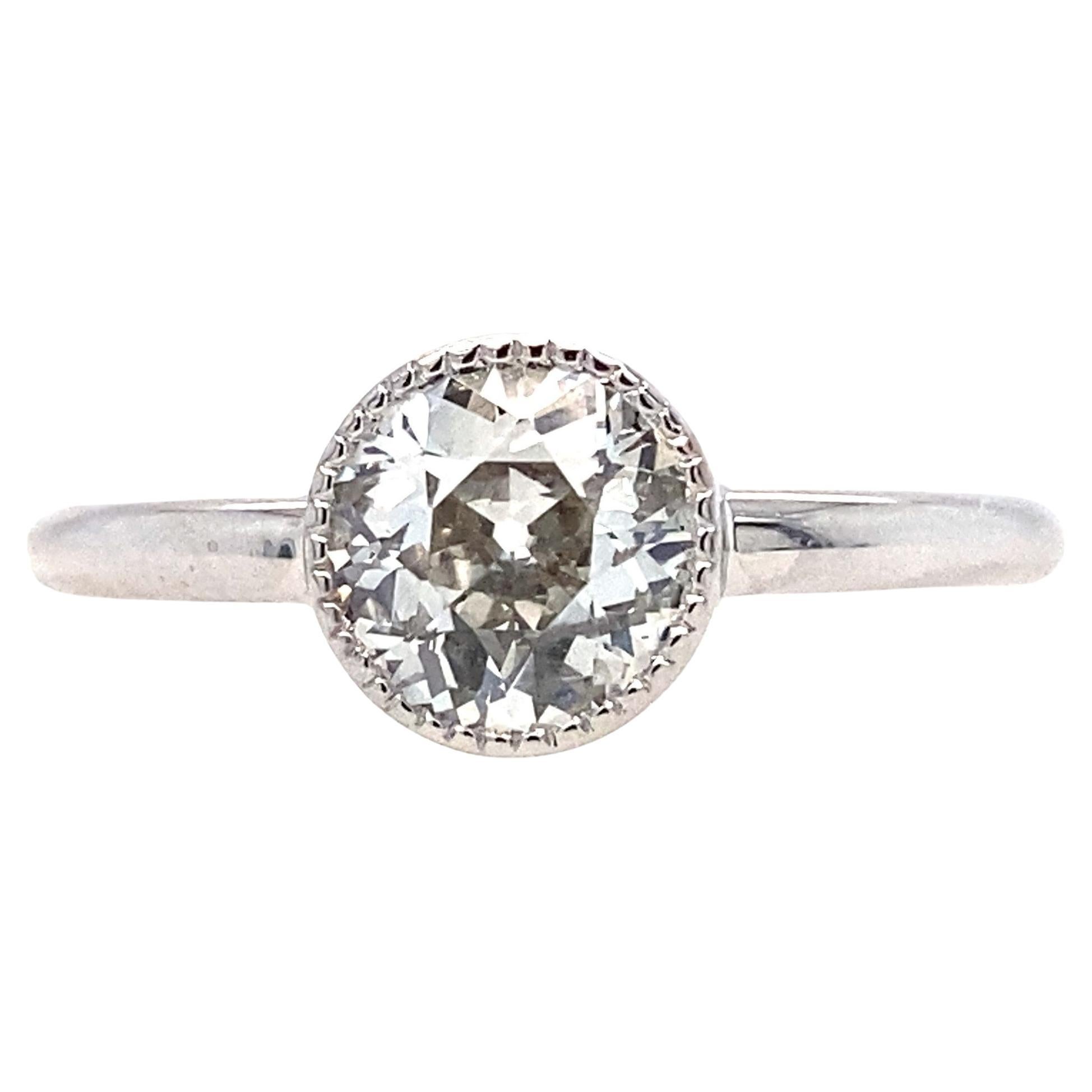Old European Cut Diamond Ring .90ct Platinum 1.08ct TDW Vintage ...