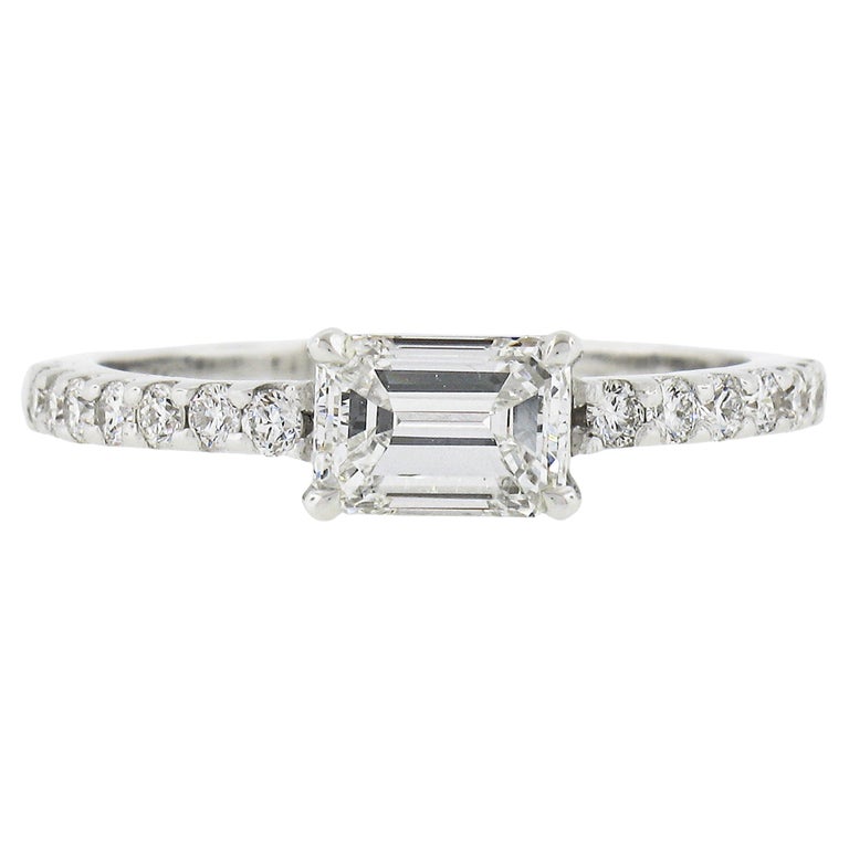14k White Gold 1.21ct GIA Emerald Cut Sideways Diamond Solitaire ...