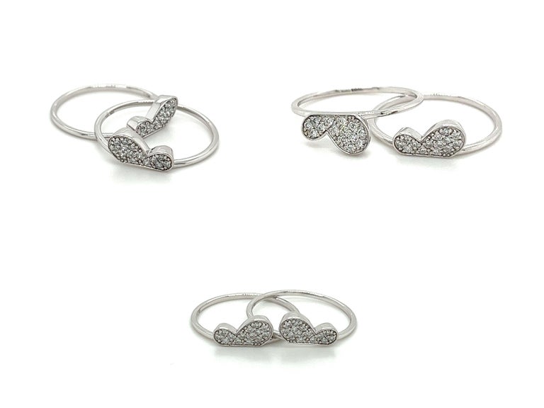 14K White Gold 2 Piece Detachable Butterfly Diamond Friendship Ring For ...