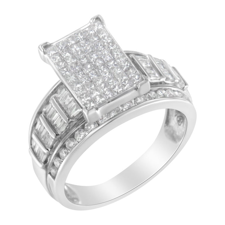 Customizable 14k White Gold 2.0cttw Mixed-Cut Diamond Composite Cluster ...