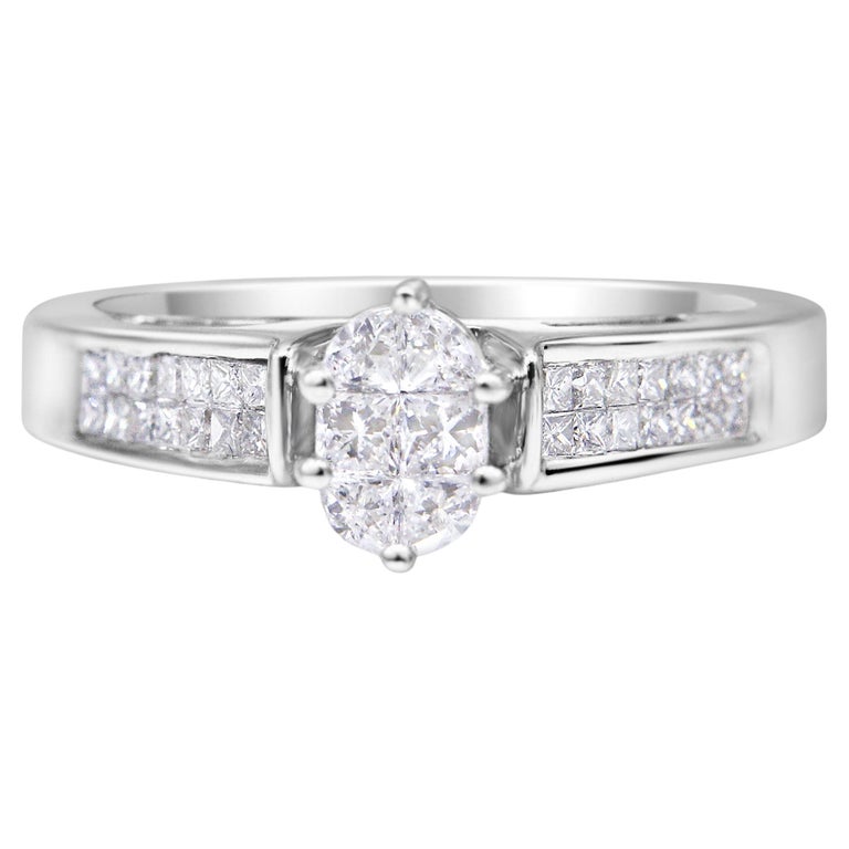 14K White Gold 5/8 Carat Pie Cut Diamond Oval Shape Solitaire Ring For ...