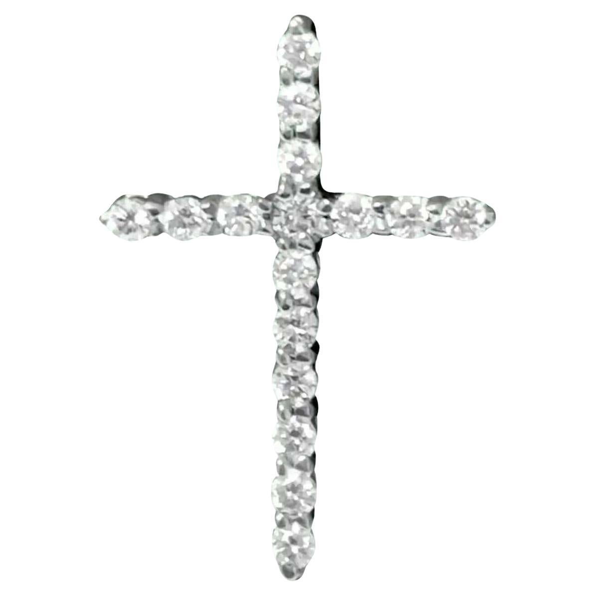 14k Yellow and White Gold 6 Carats Diamond Cross Pendant For Sale at ...