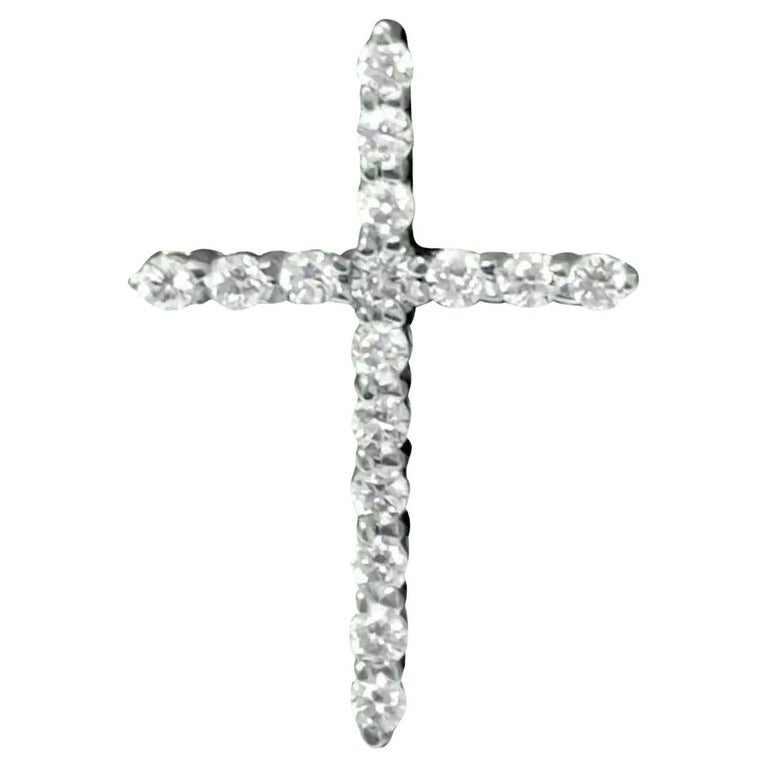 14k White Gold .55-Carat Diamond Cross For Sale at 1stDibs