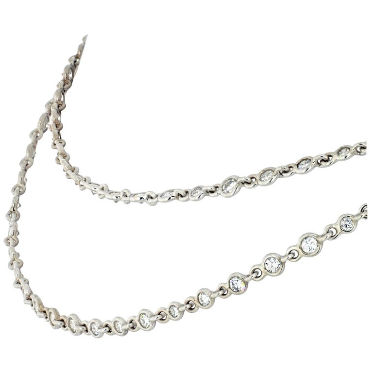 14K White Gold 6.85 Carat Round Single String Diamonds by the Yard ...