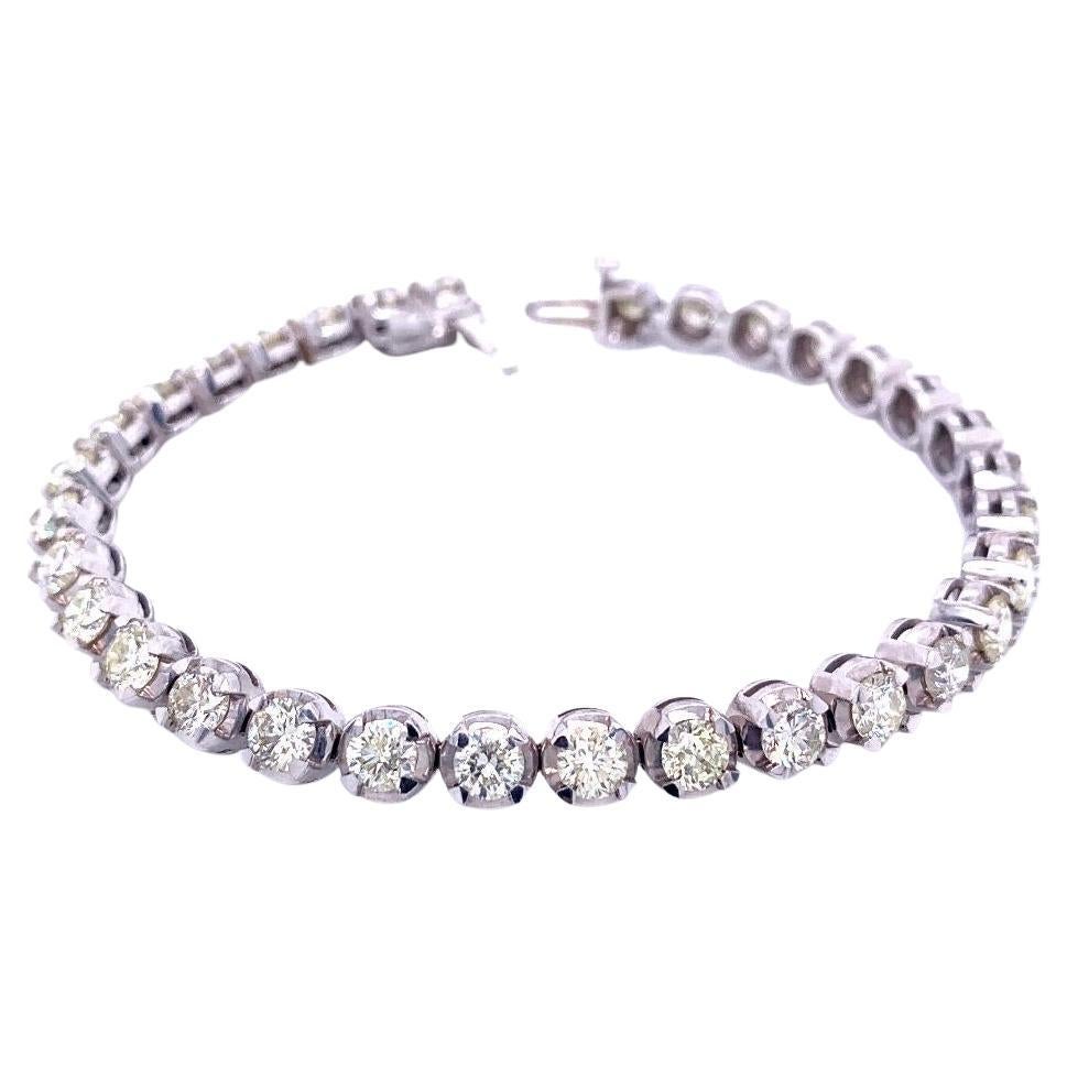 14k White Gold 7.90 Carat Round-Cut Diamond Illusion Set Tennis Bracelet For Sale at 1stDibs ...
