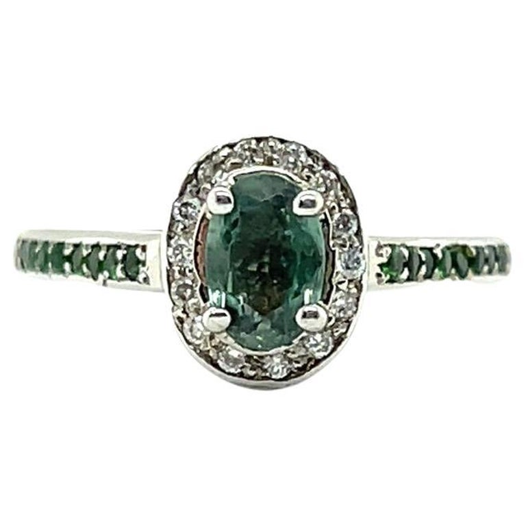 14k White Gold Alexandrite Ring 3.73gm / Tsavorite 0.22ct / Alexandrite ...