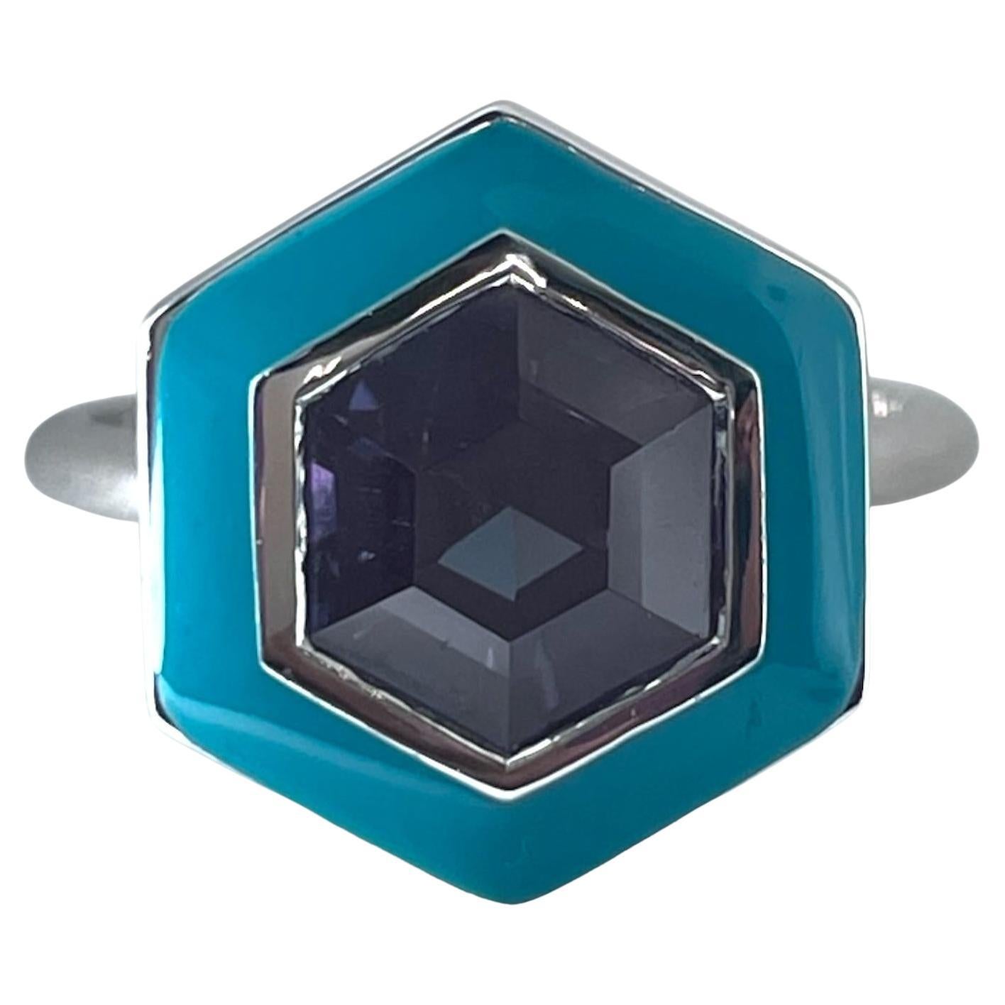 14K Yellow Gold Moonstone and Teal Gemstone Sugarloaf Ring For Sale at ...