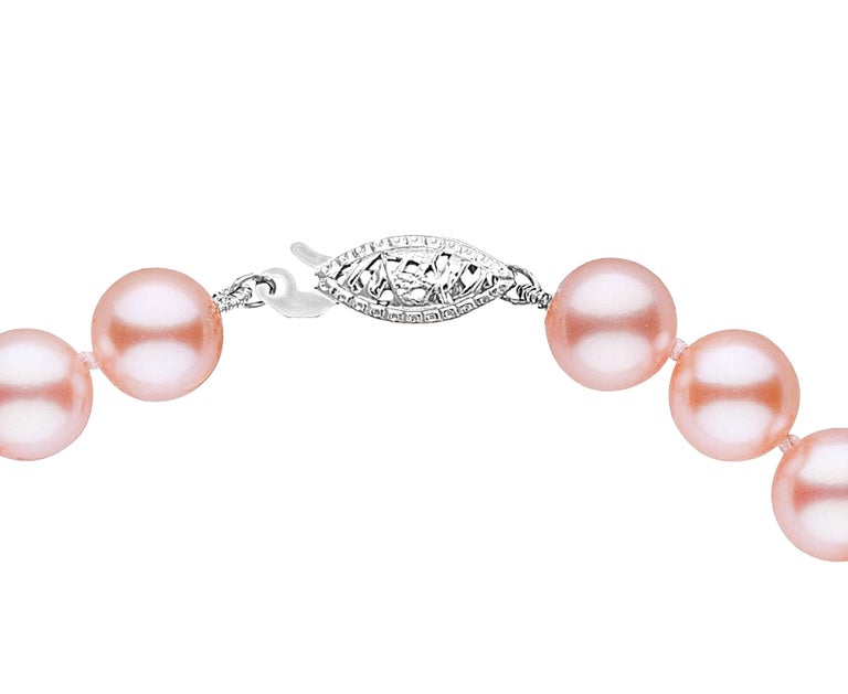 14 Karat White Gold and Cultured Freshwater Natural Pink Color Pearl ...
