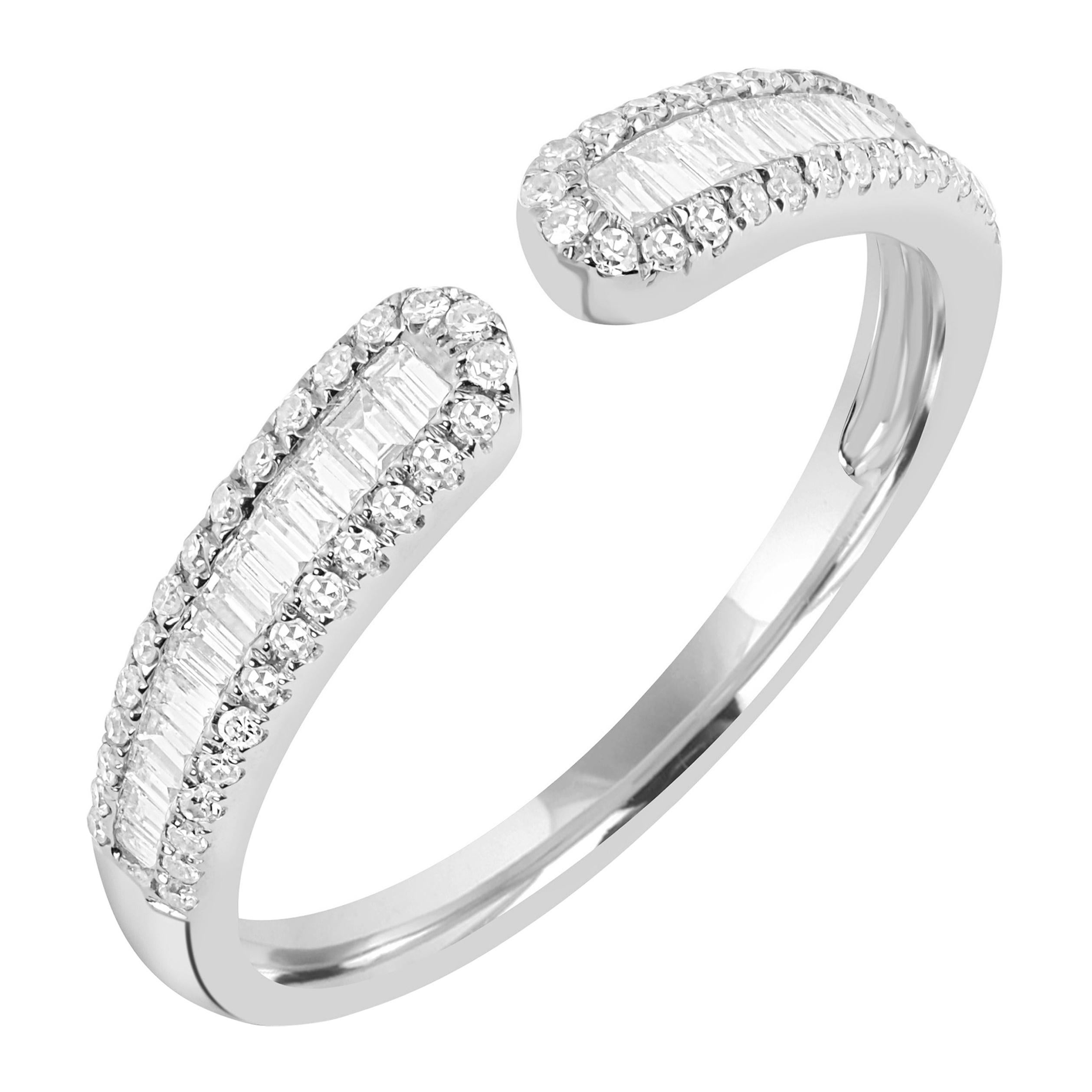 Beautiful White Gold Checkerboard Style Baguette and Round Diamond Ring ...
