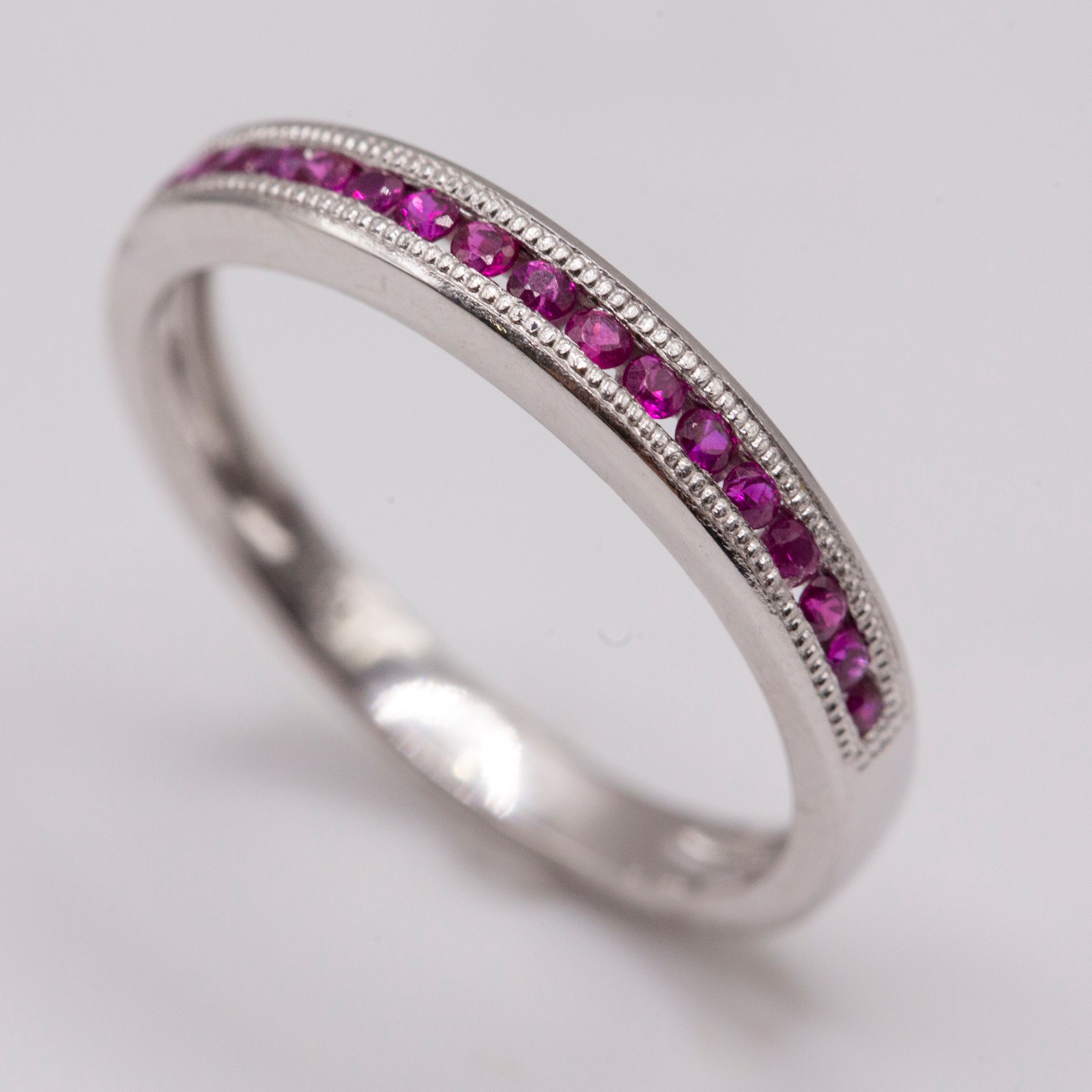 14k White Gold Band with Channel-Set Rubies 0.25 Carats at 1stDibs