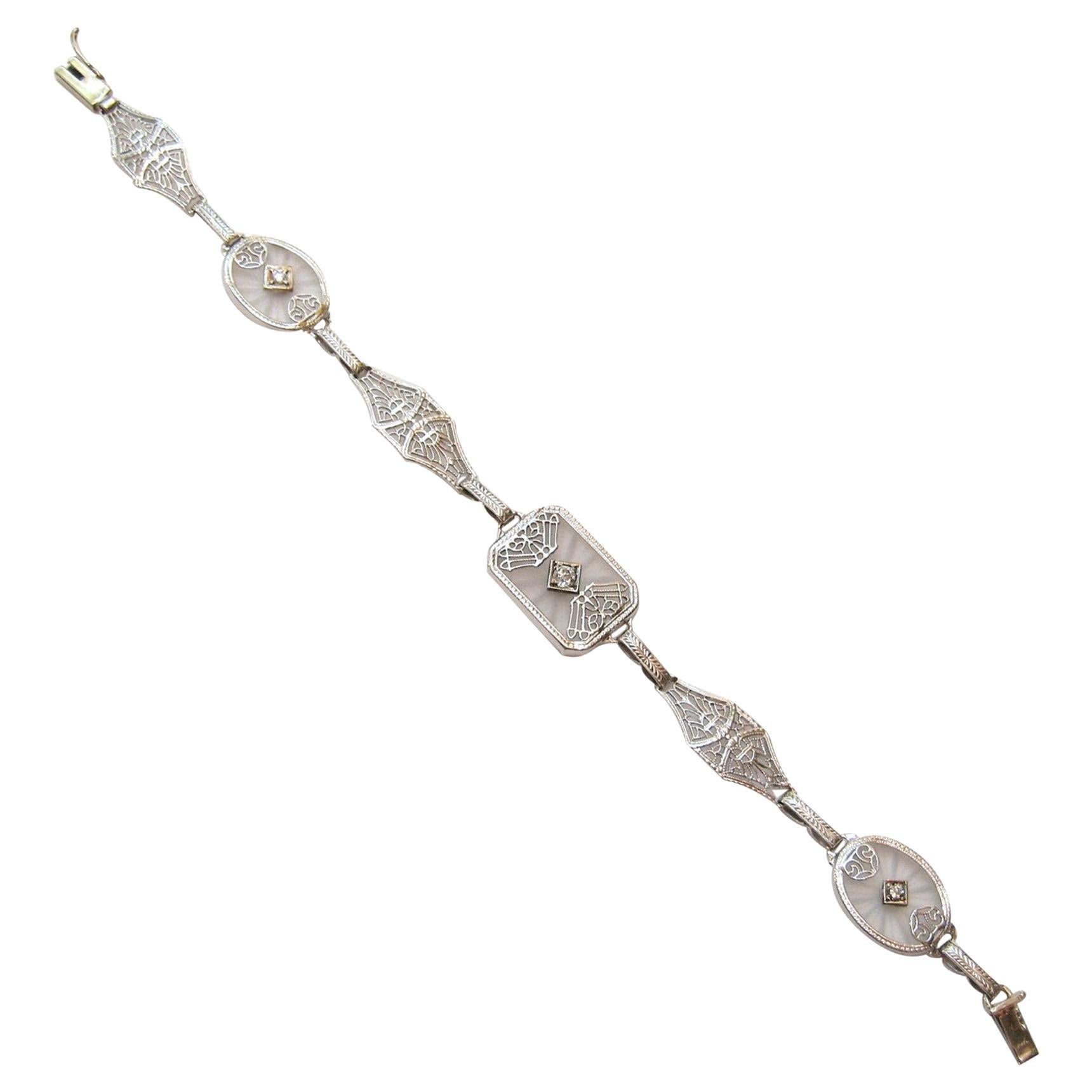 Sibyl Dunlop Signed Rock Crystal Sterling and Gold Bracelet C.1960 For ...