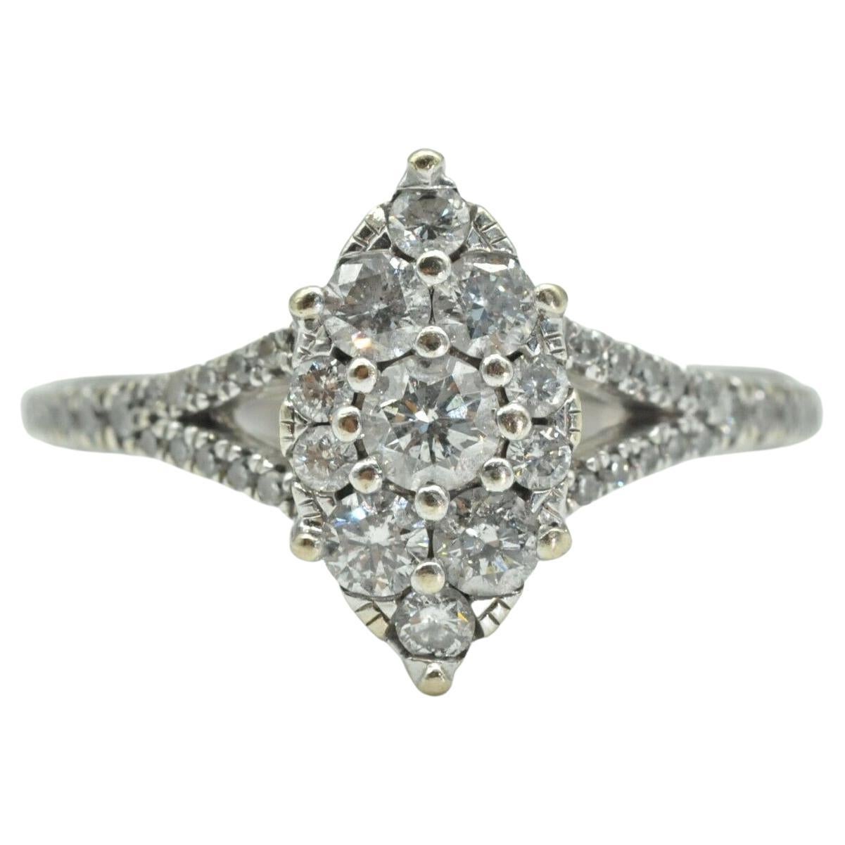 Edwardian Pave Diamond Ring in Marquise Form For Sale at 1stDibs