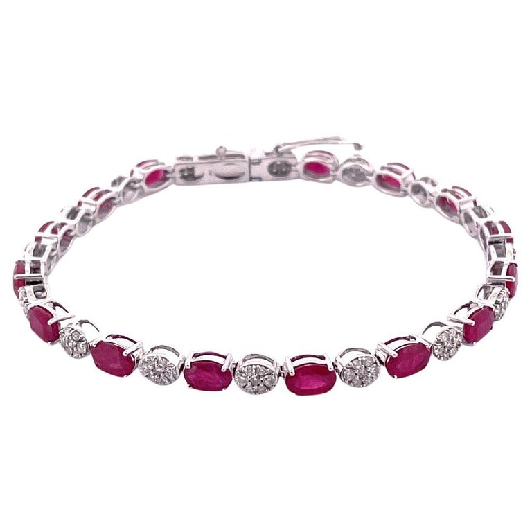 14k White Gold Diamond and Ruby Bracelet For Sale at 1stDibs