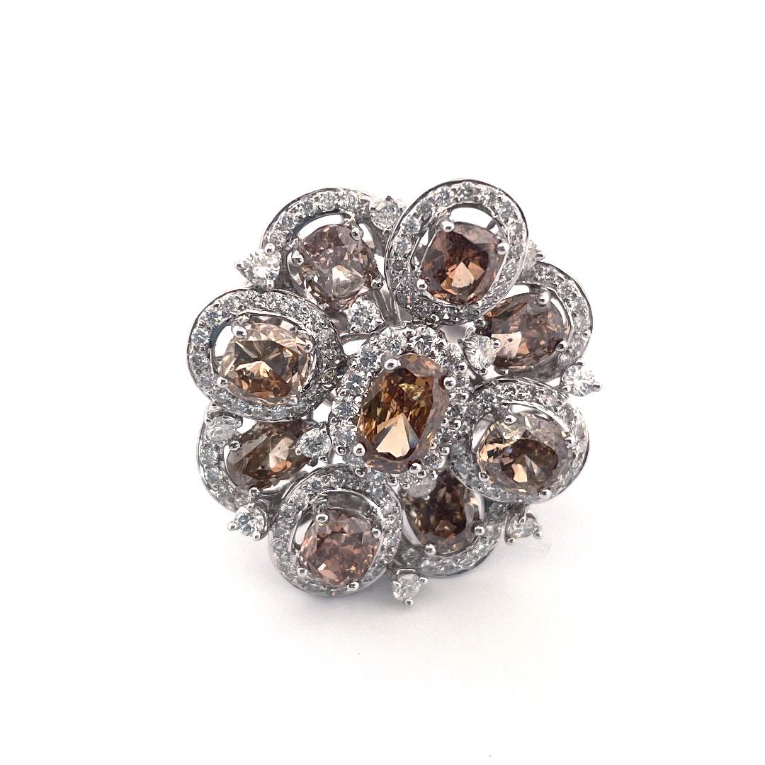 14k White Gold 12.0TCW Diamonds Cluster Ring For Sale at 1stDibs