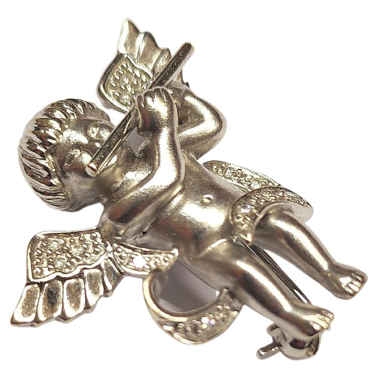 Cupied Angel Gold Brooch And Pendant For Sale at 1stDibs