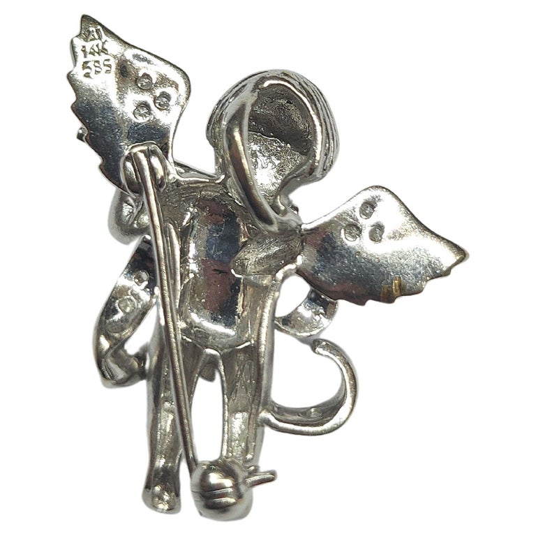 Cupied Angel Gold Brooch And Pendant For Sale at 1stDibs