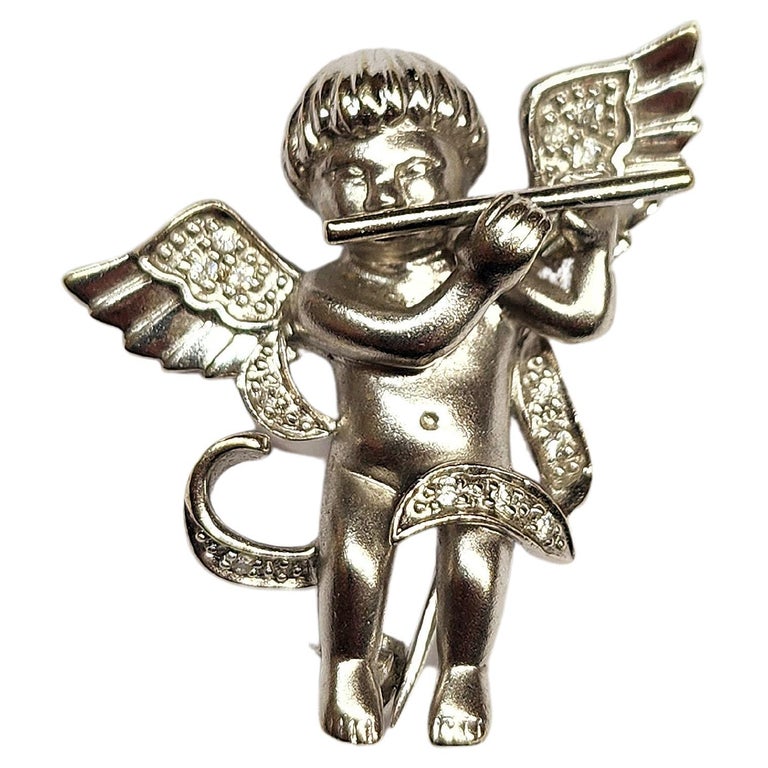 Cupied Angel Gold Brooch And Pendant For Sale at 1stDibs