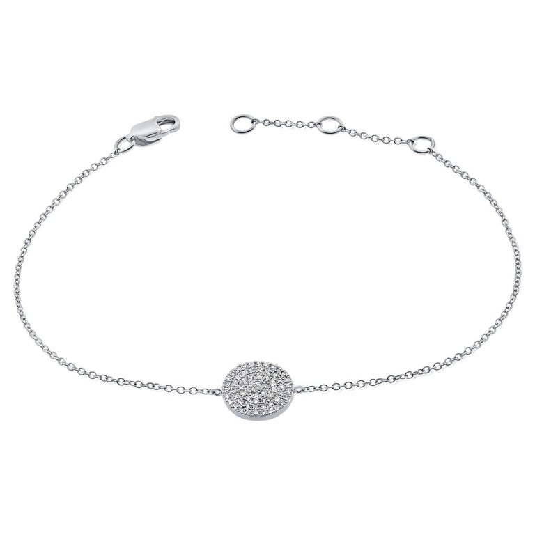 14K White Gold Diamond Disc Chain Bracelet For Sale at 1stDibs