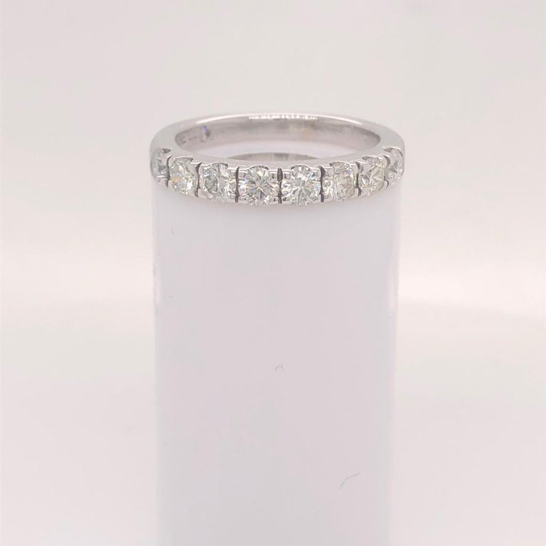 Half Way 14K White Gold Fishtail Setting 8 Natural Diamond Wedding Band ...