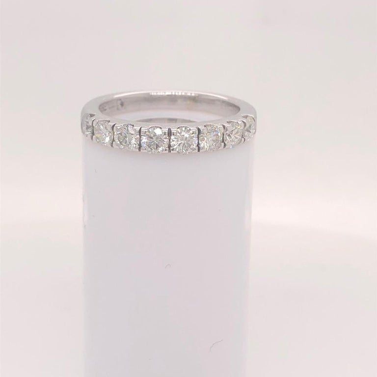 Half Way 14K White Gold Fishtail Setting 8 Natural Diamond Wedding Band ...