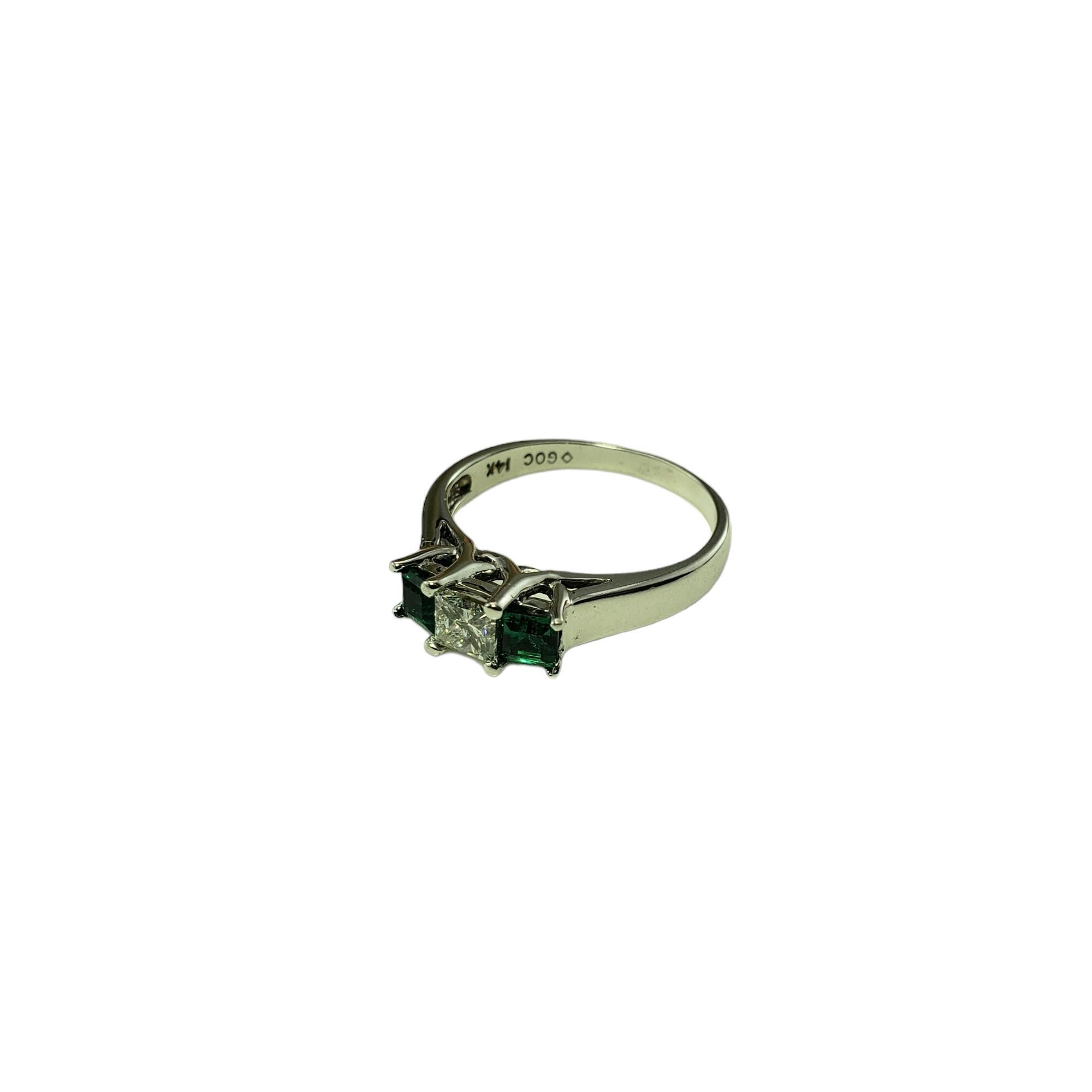 14K White Gold Diamond Lab Created Emerald Ring Size 7 #15910 For Sale ...
