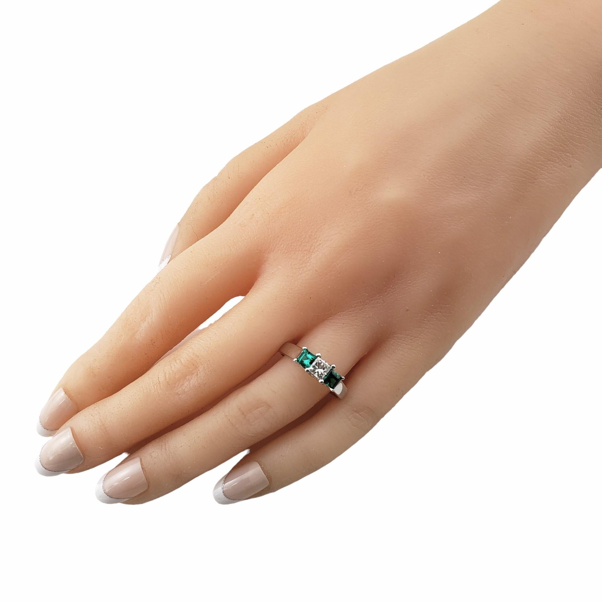 14K White Gold Diamond Lab Created Emerald Ring Size 7 #15910 For Sale ...