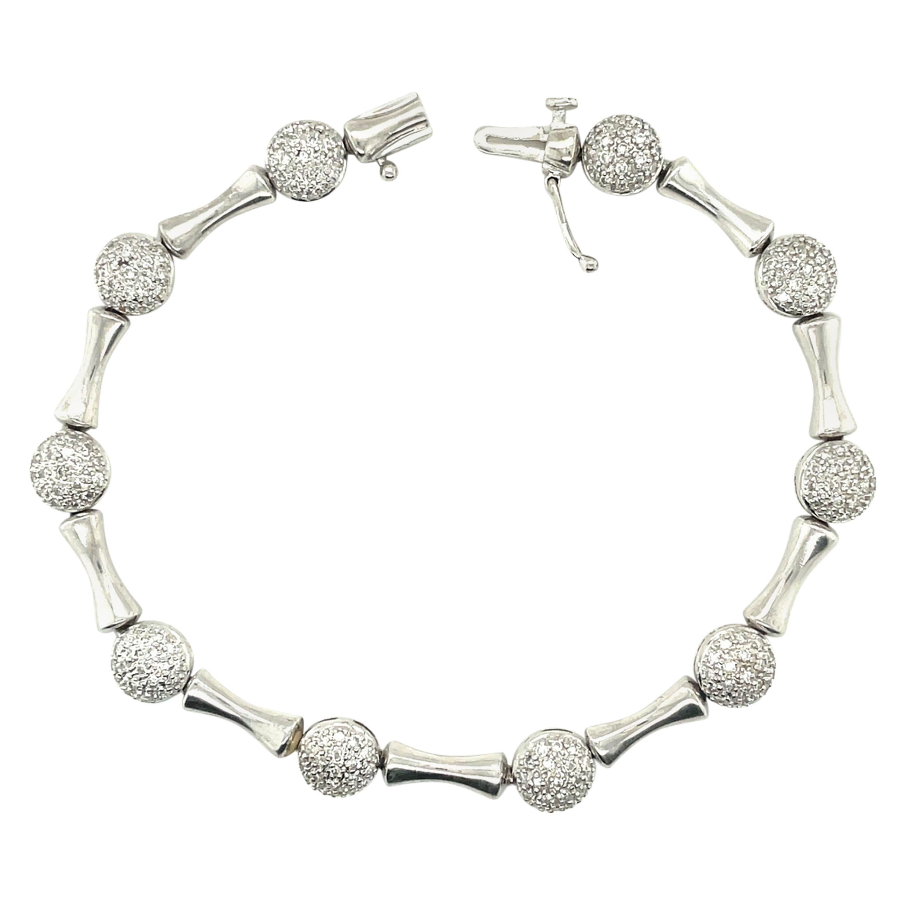 Pave Diamond Link Gold Bracelet For Sale at 1stDibs