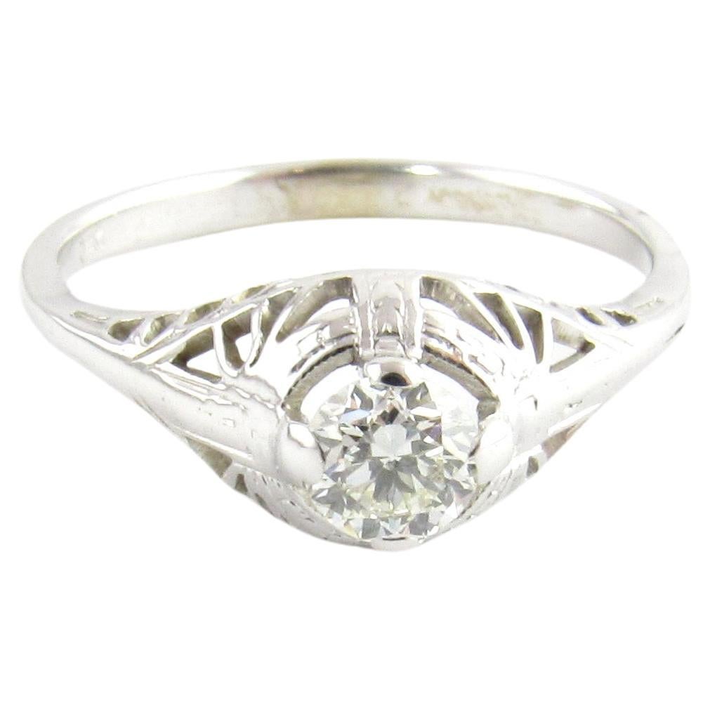 14k White Gold Diamond Love Script Ring For Sale at 1stDibs