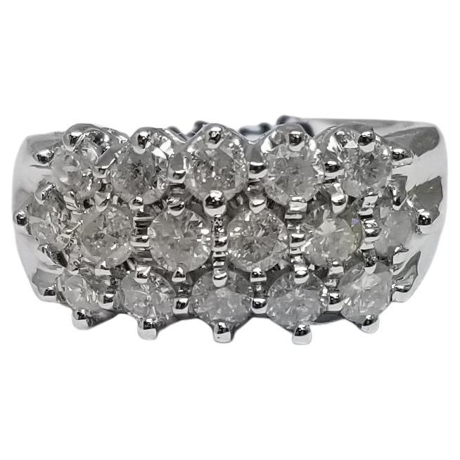 Triple Row Diamond Ring at 1stDibs