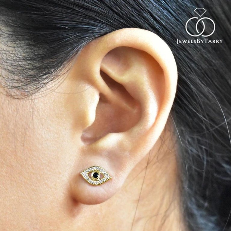 14k Gold Evil Eye Gemstone Earrings Birthstone Earrings For Sale at 1stDibs