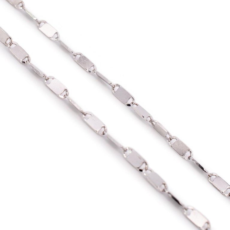 14k White Gold Flat Bar Chain For Sale at 1stDibs