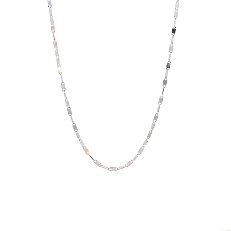 14k White Gold Flat Bar Chain For Sale at 1stDibs