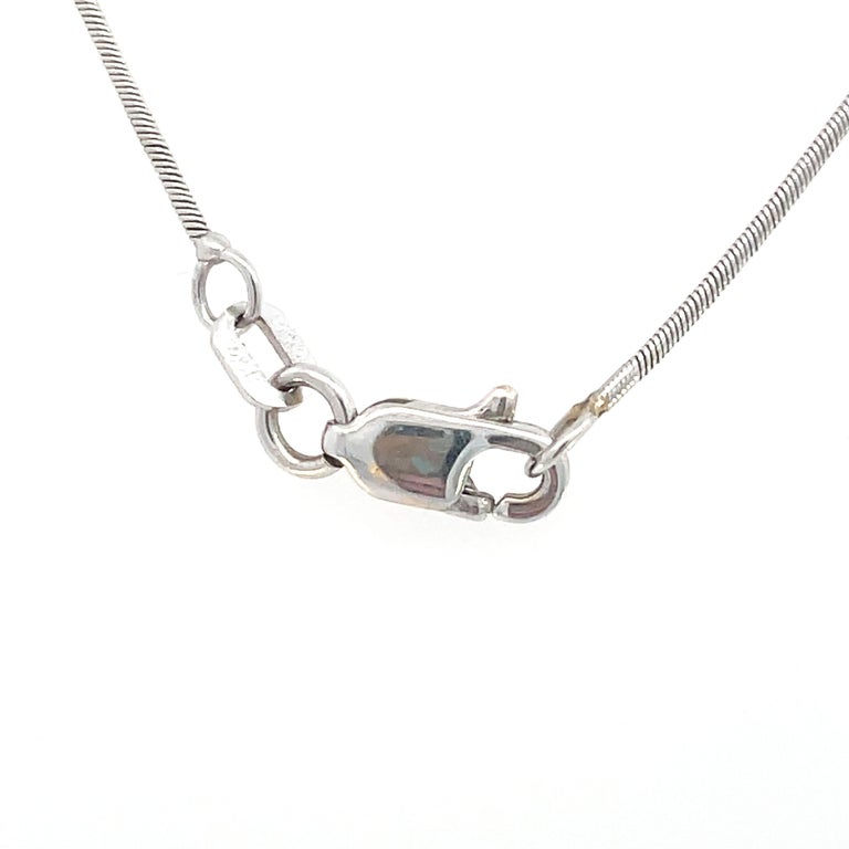 14K White Gold Floating Oval Diamond Bezel Set Necklace For Sale at 1stDibs