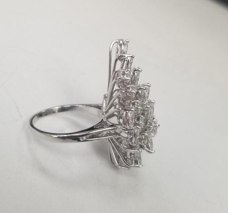 14k White Gold Hand Made Diamond Cluster Ring 5.10 Carats For Sale at ...