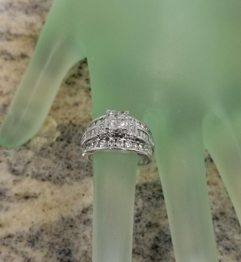 14 Karat Gold Invisible Set Diamond Ring with Princess, Round and ...