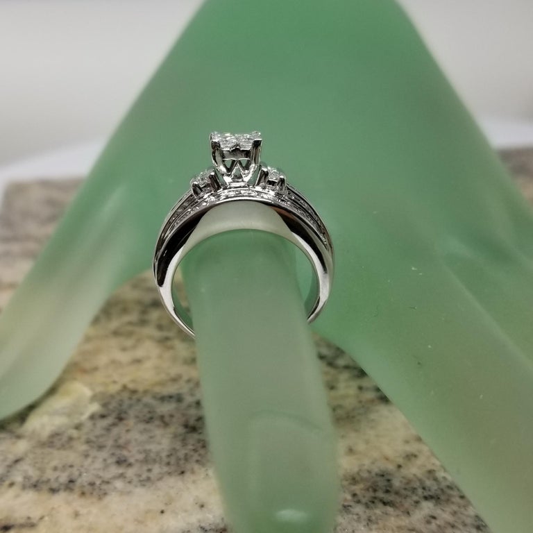 14 Karat Gold Invisible Set Diamond Ring with Princess, Round and ...