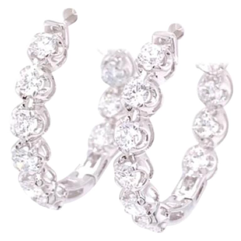 14K White Gold Lab Grown Diamond Hoop Earrings at 1stDibs | lab diamond ...