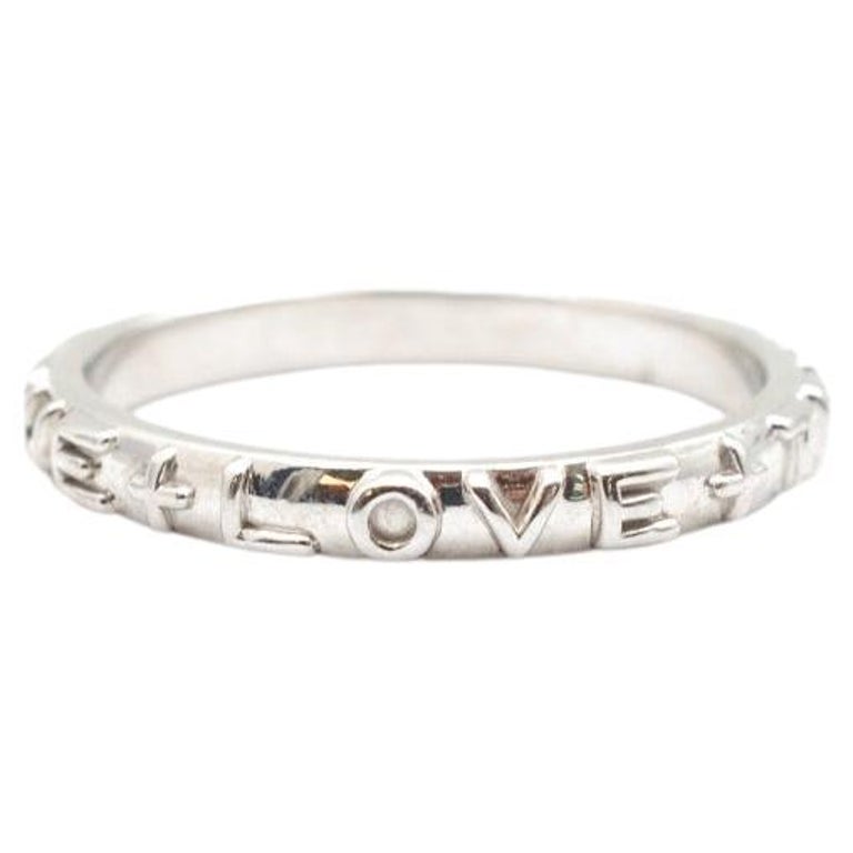 Alliance en or blanc 14K pour femmes "Love+Hate". Anneau de mariage En ...