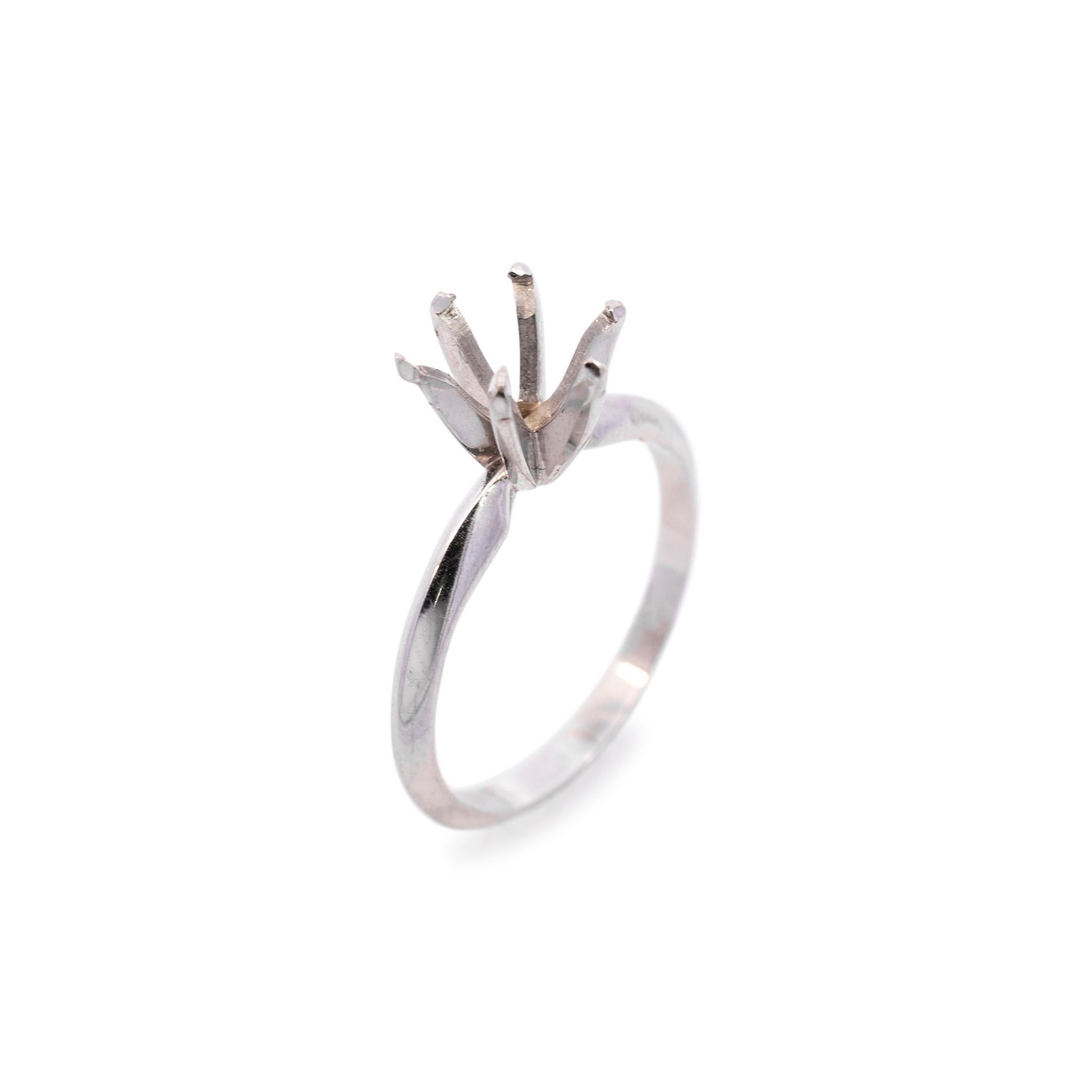 14k White Gold Ladies Semi-Mount Solitaire Engagement Ring For Sale at ...