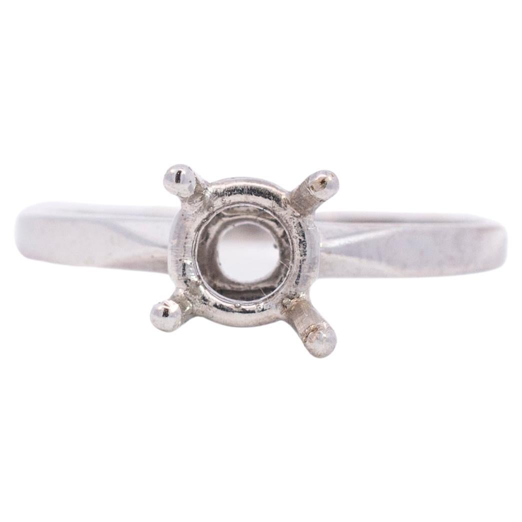 Ladies 14k White Gold Rectangular Semi Mount Engagement Ring For Sale ...