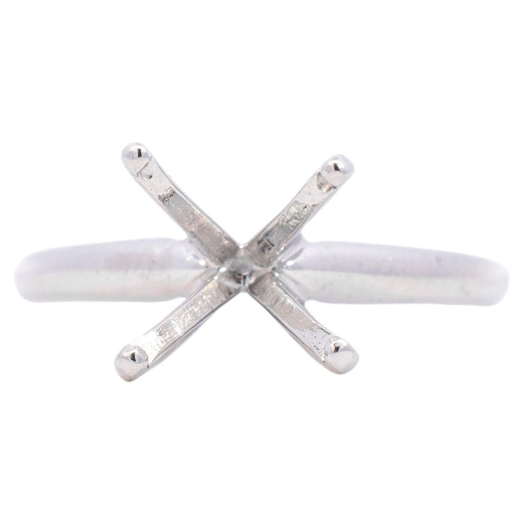 Ladies 14k White Gold Semi Mount Solitaire Engagement Ring For Sale at ...