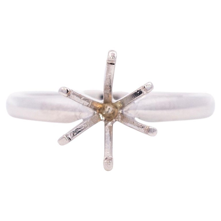 14k White Gold Ladies Semi-Mount Solitaire Engagement Ring For Sale at ...