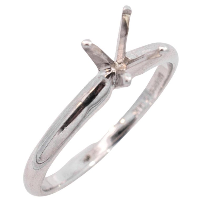14k White Gold Ladies Semi-Mount Solitaire Engagement Ring For Sale at ...
