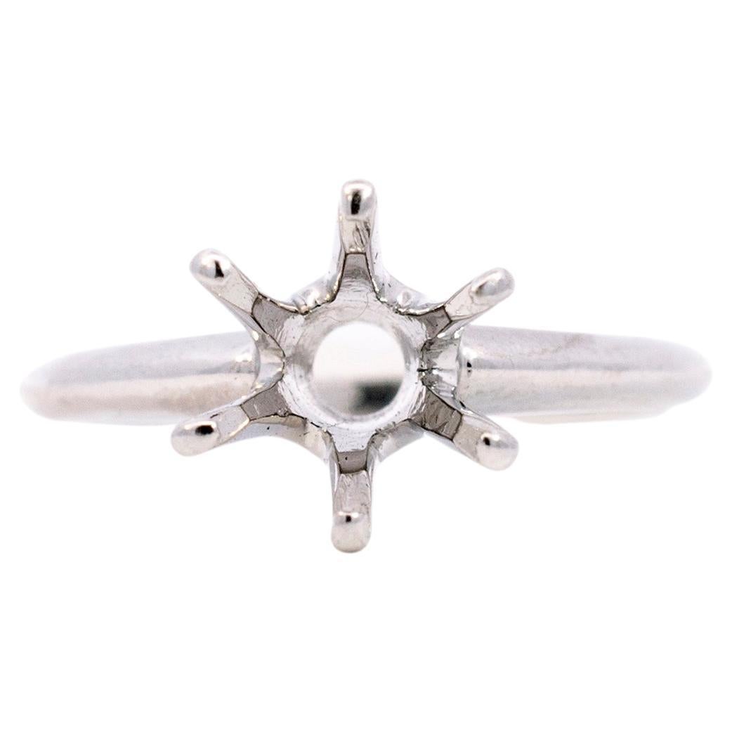 Ladies 14k White Gold Rectangular Semi Mount Engagement Ring For Sale ...