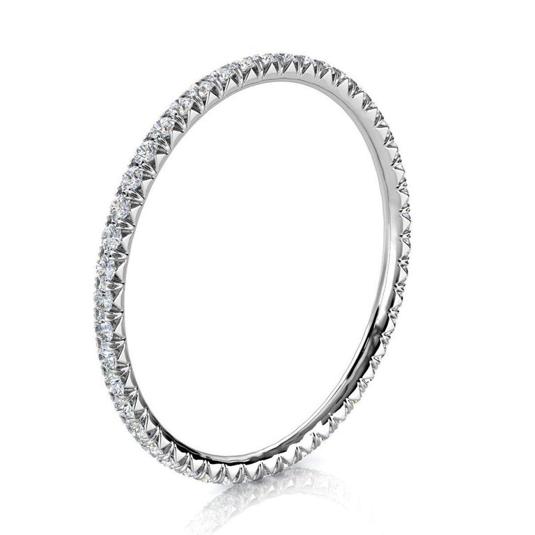 Customizable 14K White Gold Mia Petite French Pave Diamond Eternity ...